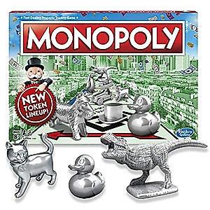 Classic Monopoly Now with Cat, Duck,& Dinosaur