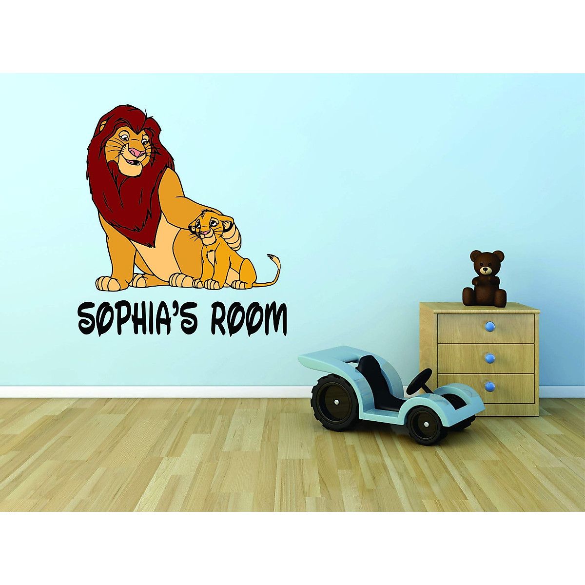 Lion King Movie Cartoon Children Custom Personalized Name Sticker Animated Movie Wall Decals for Kids Bedroom / Boys Wall Decor Vinyl Sticker Art Simba Zazu Family Size 20x20 inch