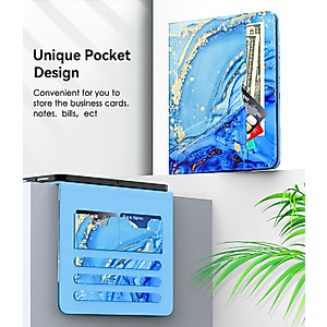 ZoneFoker Case for iPad Air 11-inch M2 (2024), iPad Air 5th/4th Generation 10.9'' (2022/2020), iPad Pro 11 (4th/3rd/2nd/1st Gen), Multi-Angle Stand Leather Cover with Pencil Holder&Pocket, Marble Blue