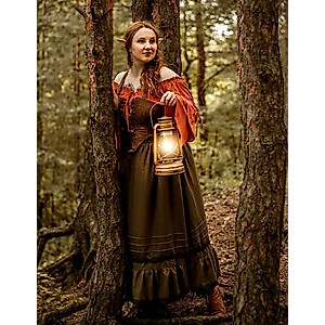 Womens Peplum Tops Boho Renaissance Shirt Bell Sleeve Peasant Blouse Dressy Casual Summer Top Orange 2XL