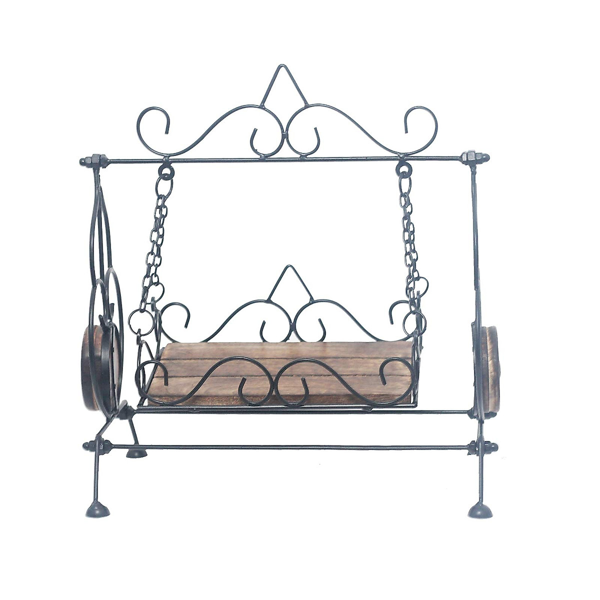 CRAFTCASTLE Wooden Antique Wrought Iron Krishna Jhula, Laddu Gopal Jhula - for Home and Office (Pack of 1)
