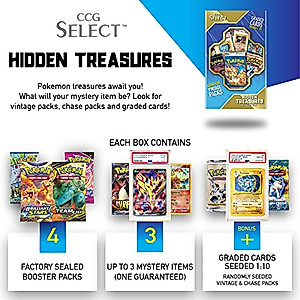 CCG Select Hidden Treasures Mystery Box | 4 Booster Packs | + Guaranteed Bonus Items | Compatible with Pokemon Cards