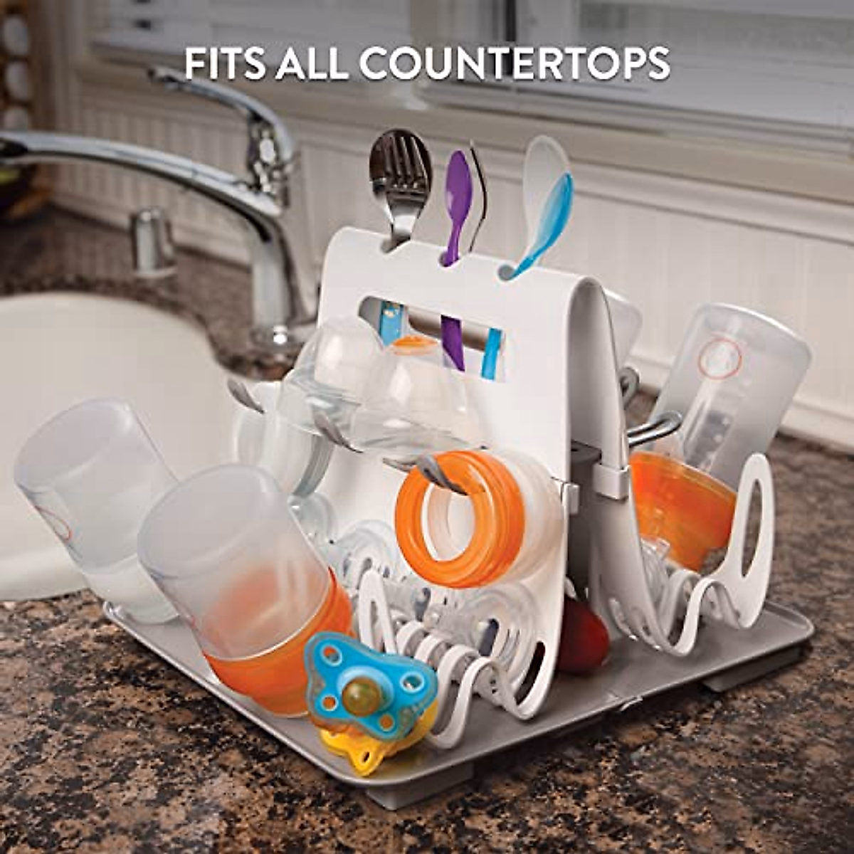 Prince Lionheart Baby Bottle Drying Rack, Deluxe Drying Station Essential Home Item, Holds Up To 8 Large Bottles, Accommodates Many Feeding Accessories and Teething Toys