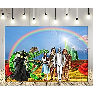 WANNHSZF Green Castle Gold Road Backdrop for Party Decorations, Retro Movie Photo Backgrounds, The Wizard of OZ Theme Baby Shower Banner , Booth Studio Props Birthday Cake Table Decoration, 5x3ft