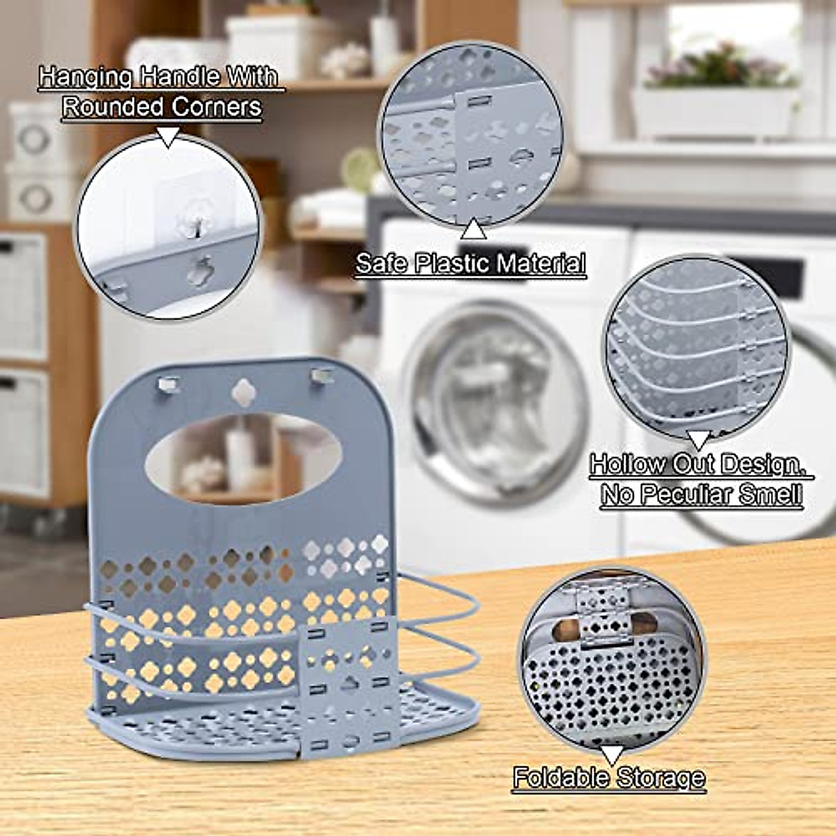 JISON21 Collapsible Laundry Basket Hanging Laundry Hamper With Handle Dirty Laundry Basket, Portable Punch Free Foldable Plastic Laundry Basket For Home, College Dorm