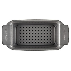 Rachael Ray Bakeware Meatloaf/Nonstick Baking Loaf Pan with Insert, 9 Inch x 5 Inch, Gray