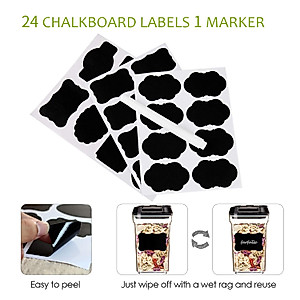 Airtight Food Storage Containers, Vtopmart 7 Pieces BPA Free Upgraded Plastic Canisters with Improved Durable Lids - for Kitchen Pantry Organization and Storage - Include 24 Labels,Matt black