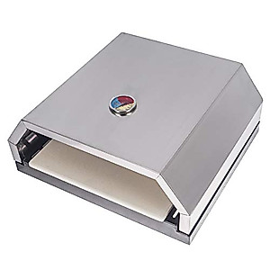 Open Faced Grill Pizza Oven for Gas or Charcoal Grill, includes ceramic stone and thermometer
