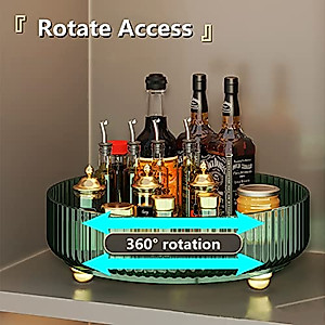 Rotatable Modern Round Tray,360°Rotating Spice Storage Rack,11" Lazy Susan Turntable Organizer,Cosmetic Makeup Vanity Tray for Storage Jewelry,Perfume&Kitchen Condiment,Suit for Home Decorative