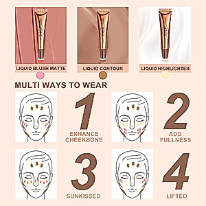 Mysense Liquid Contour Beauty Wand,Gel Cream Bronzer Stick,Blendable Matte Finish Shades Pencil,Long Lasting Smooth Moisturize Gliding Face Makeup,With A Sponge Tip,#01