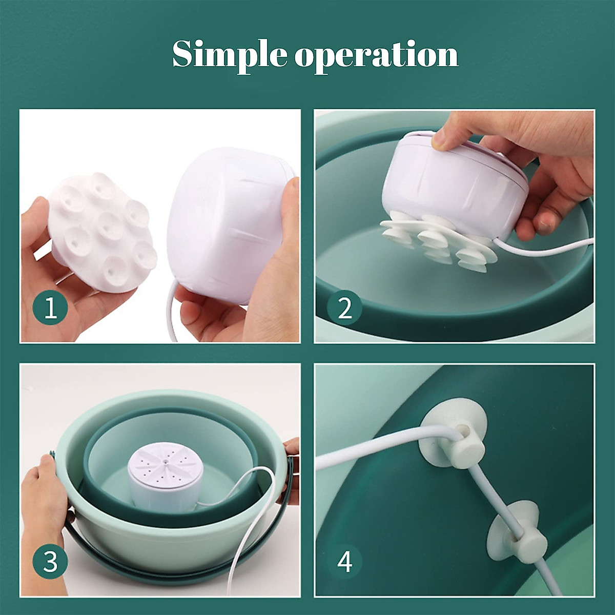 LOPECY-Sta Foldable Portable Washing Machine for Apartment Mini Laundry Small Handheld Ul-trasonic Turbine Washer for Underwear Socks Baby Clothes Automatic Clothes Washer Tub for Camping RV Travel