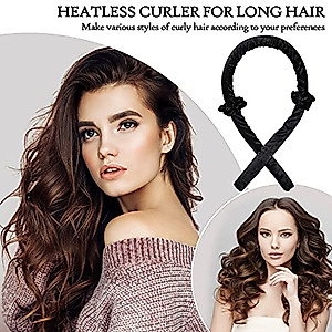cobinaan Heatless Curling Rod Headband No Heat Hair Curlers for Long Hair Silk Curls You Can To Sleep In Overnight, Soft Rubber Hair Rollers, Curling Ribbon and Rods for Natural Hair (Black)