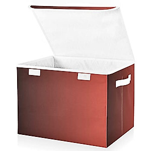 innewgogo Black Red Gradient Storage Bins with Lids for Organizing Foldable Storage Box With Lid with Handles Oxford Cloth Storage Cube Box for Toys