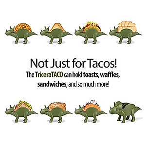 Tricera Taco Holder Ultimate Dinosaur Taco Stand, Holds 2 and Spoon Set, Green