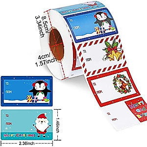 800 Pieces Christmas Tags Christmas to from Labels Self Adhesive Christmas Tag Christmas Stickers Tag Sticker Christmas Paper Tags for Decorations, 8 Styles