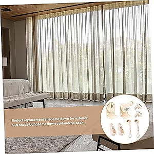 DECHOUS 4 Sets Bracket Mounting Sun Shades Ring Bungee Cap Shower Holder Twin Crank of Cordless Over Windproof Kit Exterior End Curtain Bunk Headrail Bottom Shutter Blinds Rod Bed