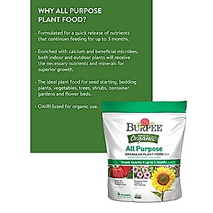 Burpee Natural Purpose Granular 4-Lb Organic Food for Growing Strong Plants | Good for Vegetable Garden, Flower Garden & Seed Starting, 4 lb, 4lb. Bag