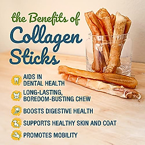 Pawstruck Beef Collagen Sticks for Dogs, Small Long Lasting Chews for All Breeds, 5-Count Bully Sticks and Rawhide Alternative Treats w/Chondroitin & Glucosamine, Low Fat & High Protein Dental Treats