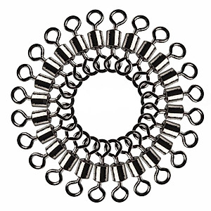 100pcs Fishing Barrel Swivels, Rolling Swivels Stainless Steel Swivels Fishing Tackles Black Nickel Ball Bearing Swivels for Freshwater Saltwater Fishing 12#