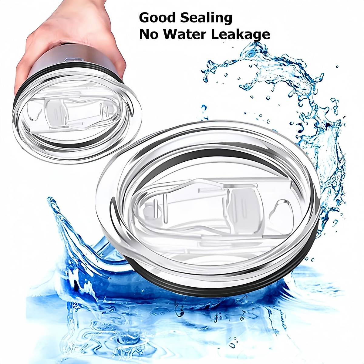 sweetfamily 2 Replacement Lids for Stainless Steel Tumbler Travel Cup,3.1 to 3.15 INCH Cup Mouth Compatible with YETI Rambler and More Tumbler Cups,Spill Proof Splash Resistant Sliding Covers (20 OZ)