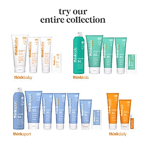 Thinksport Mineral Sunscreen, SPF 50 Clear Zinc Oxide Sunscreen, 3 Fl Oz, Natural, Water Resistant Reef Safe Sunscreen, Broad Spectrum UVA/UVB Sun Screen for Sun Protection, Travel Size