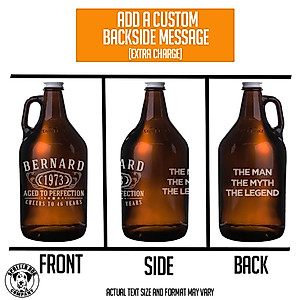Spotted Dog Company Personalized Etched 64oz Amber Glass Beer Growler - Customized Engraved Gifts for Men - Beer Gifts for Men - Birthday Gifts, Bernard