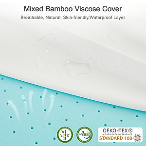 Belffin 3 Inch Gel Memory Foam Mattress Topper Queen Size, Bed Mattress Topper Waterproof for Body Support & Pressure Relief, with Removable Cover, Soft & Breathable, Grey