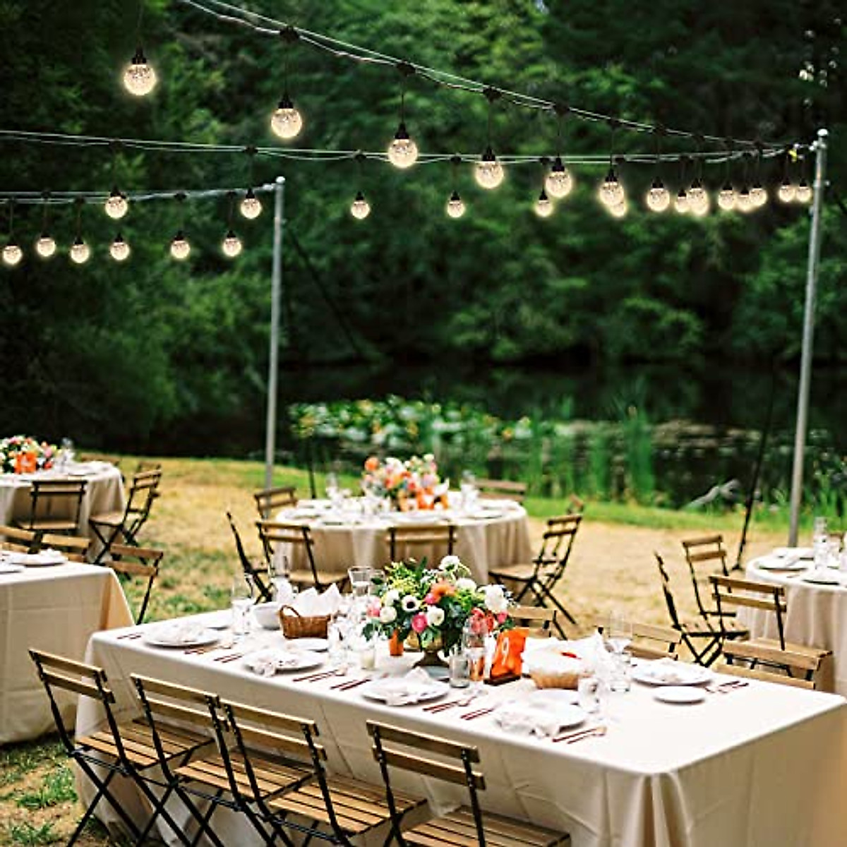 MuDay Globe Outdoor String Lights,25FT Shatterproof Connectable Hanging Light, 20 Crystal Globe G50 Bulbs,Extendable Patio Lights for Backyard, Bistro, Party, Garden(Warm White)