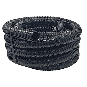 Sealproof Kinkproof 1-1/2" Dia Waterfall, Pond Tubing, 1-1/2-Inch ID, 20 FT, Black Corrugated PVC Strong Flexible Tubing, Made in USA