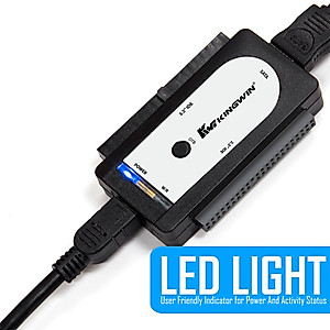 Kingwin USI-2535 USB 2.0 to SATA/IDE Adapter for 2.5 Inch, 3.5 Inch, 5.25 Inch Hard Drives with One Touch Back-Up, Power Supply Included