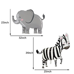 6PCS Jungle Animal Foil Balloons Giant Safari Animal Foil Balloons for Kids Boys Safari Jungle Baby Shower Birthday Wild One Zoo Party Decorations