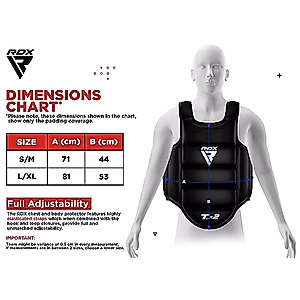 RDX Boxing Chest Guard Reversible, Kickboxing MMA Muay Thai Body Protector, Sparring Training Punching, Adjustable Shield, Martial Arts Upper Belly Rib Pad, Taekwondo Vest (Black, L/XL)