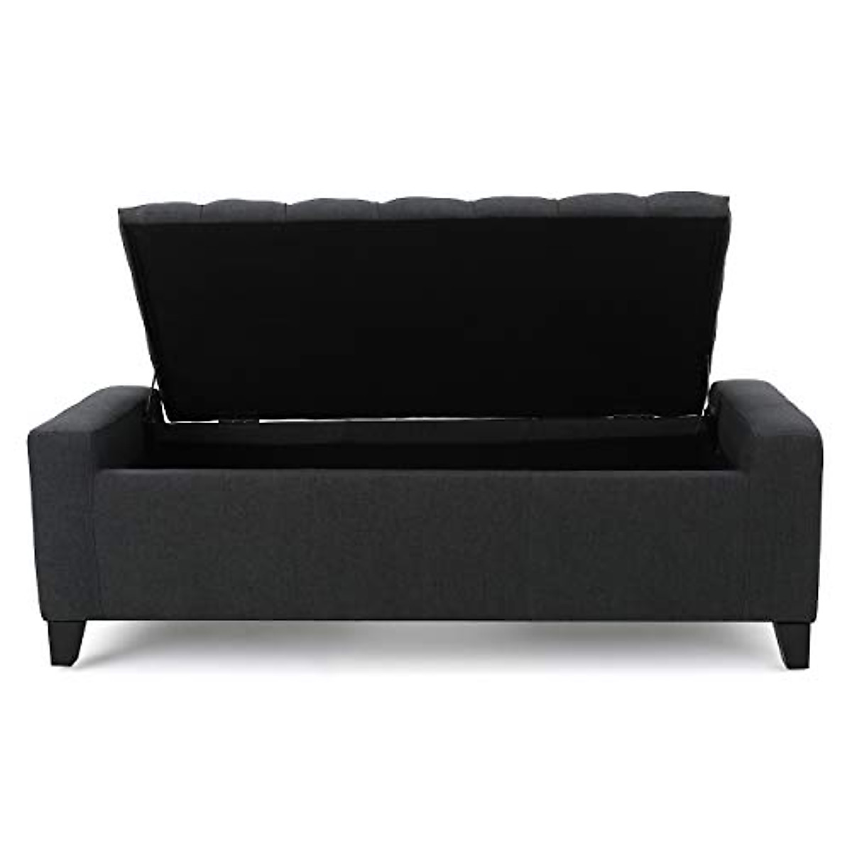 Christopher Knight Home Hikaru Fabric Storage Ottoman, Dark Grey Dimensions: 20.50”D x 51.00”W x 17.00”H