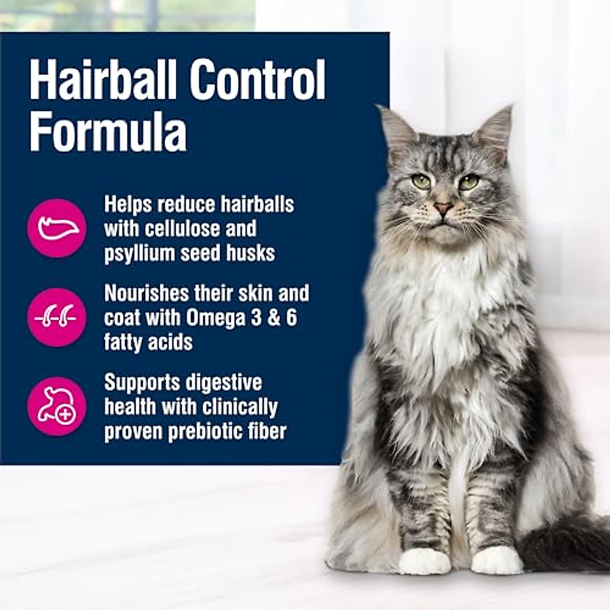Blue Buffalo True Solutions Hairball Control Natural Dry Food for Adult Cats, Chicken, 11-lb. Bag