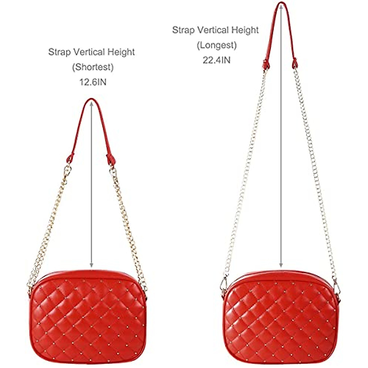 Small Cute Red Handbag for Girls - Womens Shoulder Crossbody Purses - Mini Quilted Leather Tote Messenger Bags Satchels for Women and Teens