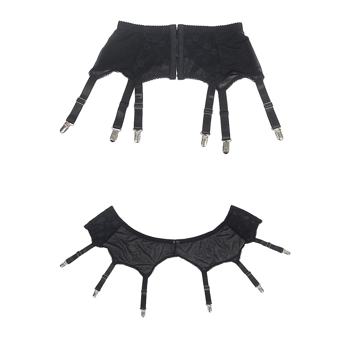 comeondear Thigh High Stockings with Garter Belt Set Plus Size Lace Garter Belt Lingerie for Women 6 Strap Suspender Belt