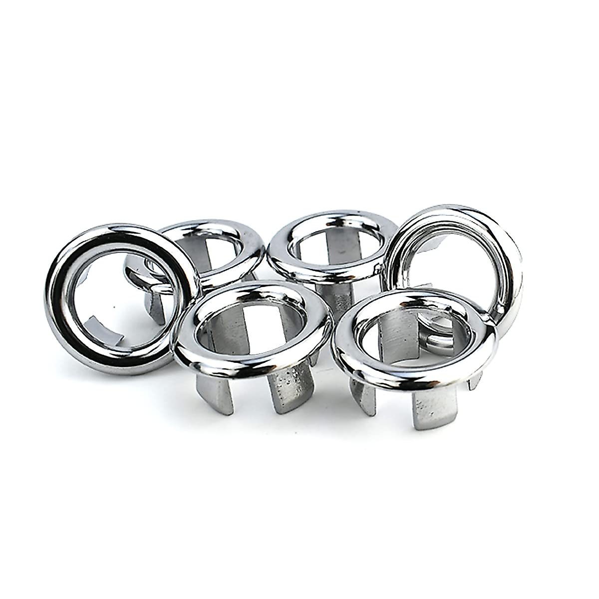 6 Pcs Electroplating Sink Overflow Ring Round Basin Cover Sink Basin Trim Vanity Sink Overflow Cap for Bathroom Kitchen Small Sink Insert (Silver)