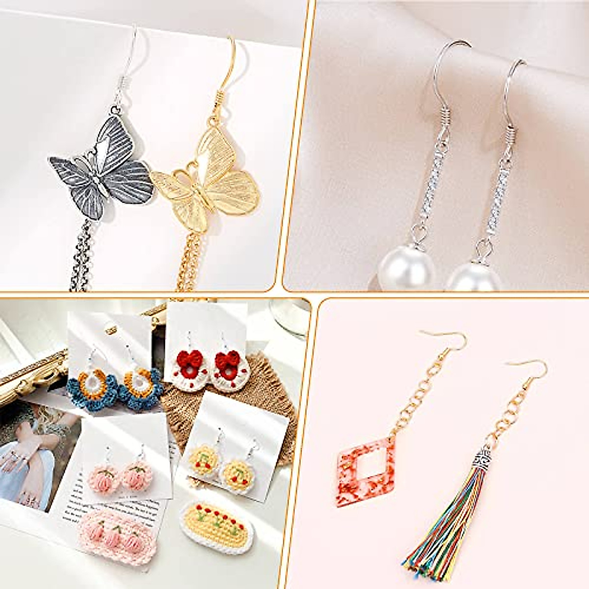 Hypoallergenic Earring Making Kit, modacraft 2000Pcs Earring Making Supplies Kit with Hypoallergenic Earring Hooks, Earring Findings, Earring Backs, Earring Pins Jump Rings for Jewelry Making Supplies