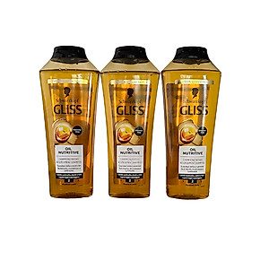 GLISS Hair Repair Shampoo, Oil Nutritive for Longer Hair Prone to Split Ends, 13.6 Ounces (Pack of 3)