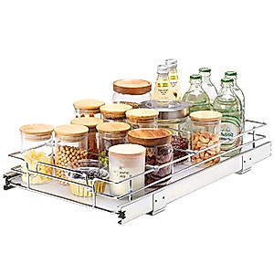 VEVOR 11"W x 21"D Pull Out Cabinet Organizer, Heavy Duty Slide Out Pantry Shelves, Chrome-Plated Steel Roll Out Drawers, Sliding Drawer Storage for Home, Inside Kitchen Cabinet, Bathroom, Under Sink