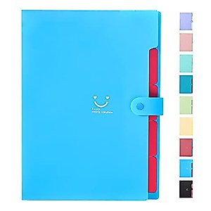 CLOUDIA Letter A4 Paper Expanding File Folder - Pockets Accordion Document Organizer (Light Blue)