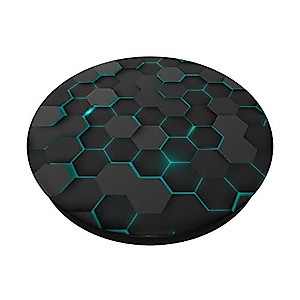Cool Techno Teal Black Honeycomb Hexagons Abstract PopSockets PopGrip: Swappable Grip for Phones & Tablets