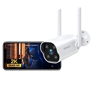 GNCC 2K Outdoor Camera for Home Security, 3MP WiFi Security Camera, Motion Detection Siren, 2K Night Vision, IP65 Waterproof, 2.4Ghz WiFi,SD&Cloud Storage, APP Remotely Control, T1Pro