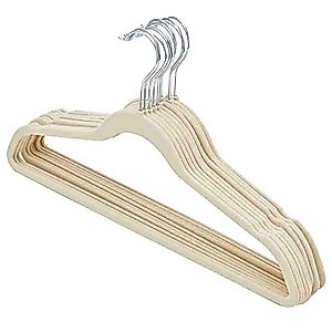 Velvet Slim Non-Slip Hangers (10 Pack) Ivory by Home Basics
