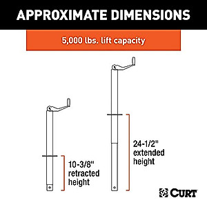 CURT 28250 A-Frame Trailer Jack, 5,000 lbs, 14-1/8 Inches Vertical Travel