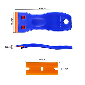 JVSEYTE 4 PCS Plastic Razor Blade Scraper and 120 PCS Plastic Razor Blades, Cleaning Scraper Tool for Remover, Adhesive, Stickers, Decals, Glass, Labels, Cars Windows
