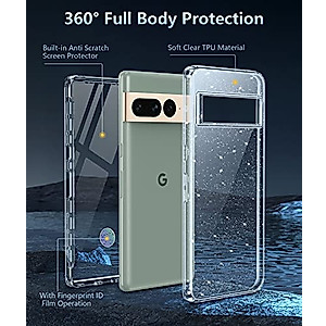 PUJUE for Google Pixel 7-Pro Clear Case: Pixel 7 Pro Dual Shockproof Protective Cell Case | Anti-Yellowing Silicone TPU | Full Protection Slim Bling | Clear Bumper Rubber Cell Phone Cover
