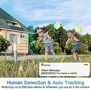 2K 4MP Security Camera Outdoor, 2560×1440P Ctronics PTZ Camera Outdoor 2.4G WiFi CCTV IP Camera for Home Security Human Detection & Auto Tracking Custom Sound Alarm Color Night Vision 2-Way Audio IP66