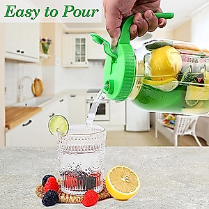 GMDREUT Mason Jar Pour Spout Lids With Handle Wide Mouth Mason Jar Pitcher Lid With Flip Cap Airtight And Leak Proof, Turns your Mason Jar into Pitcher (Jar Not Included)