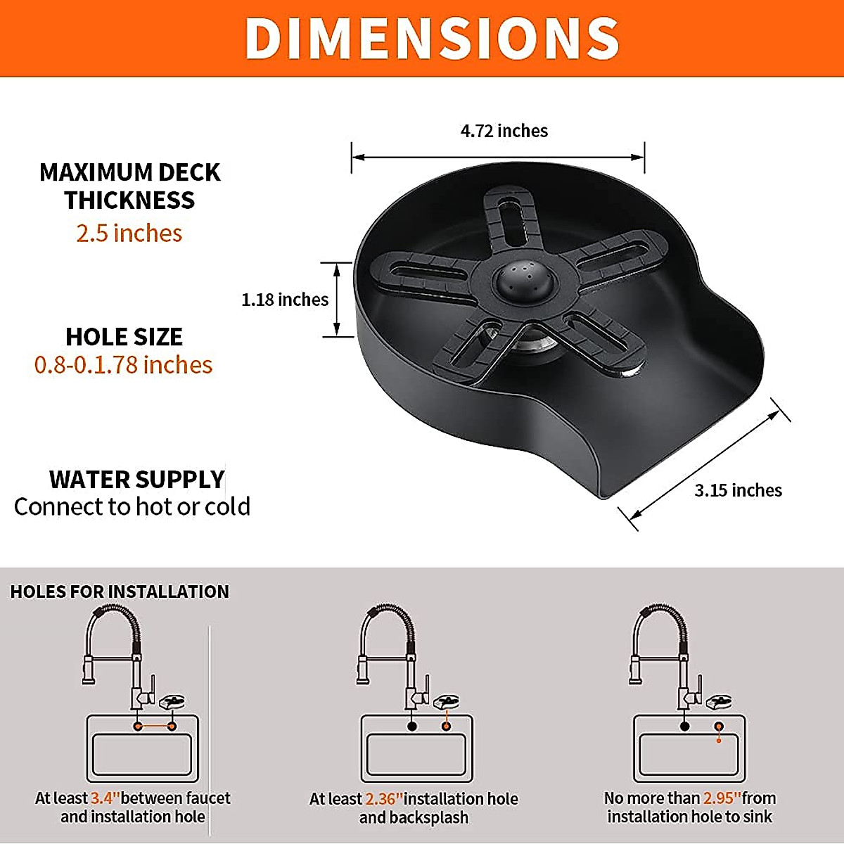 OWOFAN Drinking Water Faucet with Glass Rinser Matte Black Product Bundles